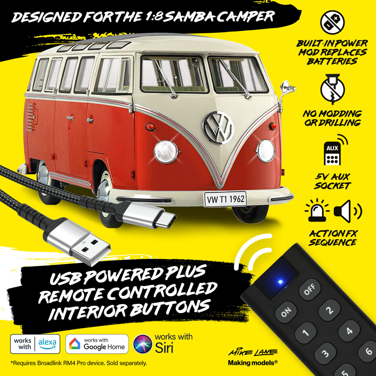 1:8 Samba Camper USB Power Mod and RF Remote Control Kit