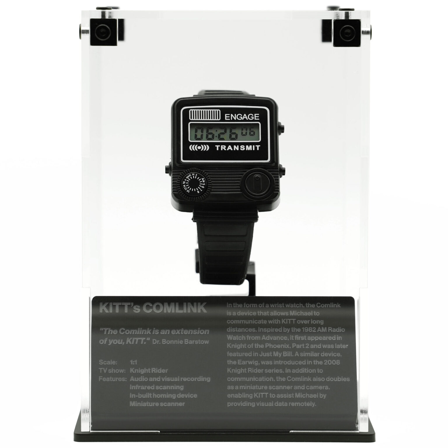 KITT COMLINK Watch Display Case with Plaque and Watch Stand